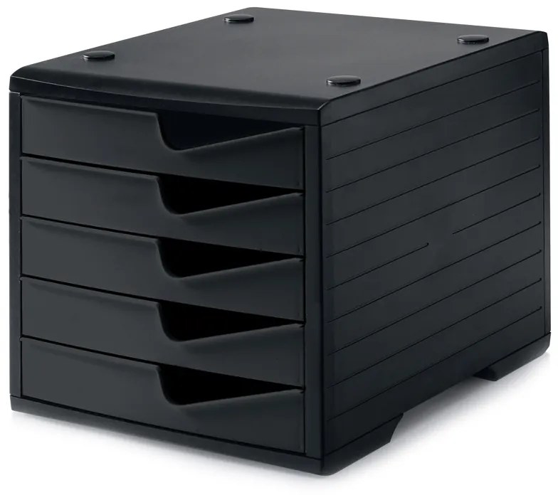 Třídící box, 5 zásuvek, černá/černá