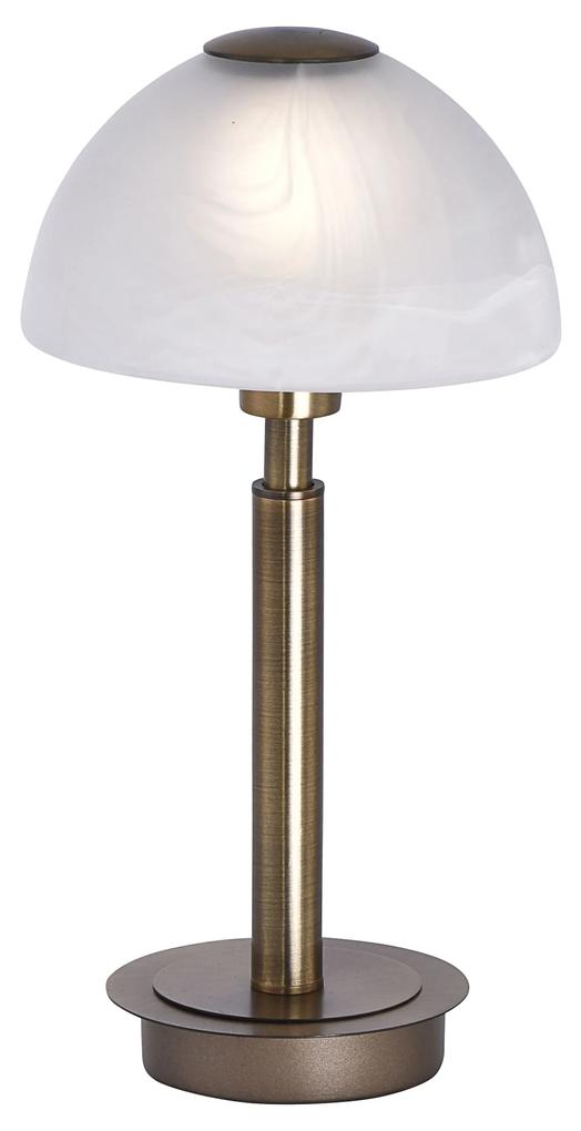 PAUL NEUHAUS LED stolní lampa, staromosaz, sklo, alabastr 2700K PN 4024-11
