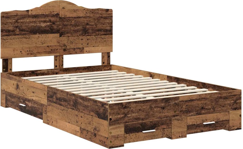 Rám postele s čelo Staré dřevo 120 x 190 cm Kompozitní dřevo 3413637