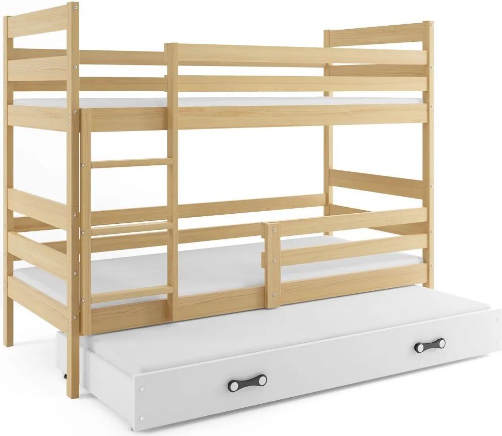 b2b1 BMS-group Patrová postel s přistýlkou ERYK 3 80x190 cm, borovice/bílá Pěnová matrace