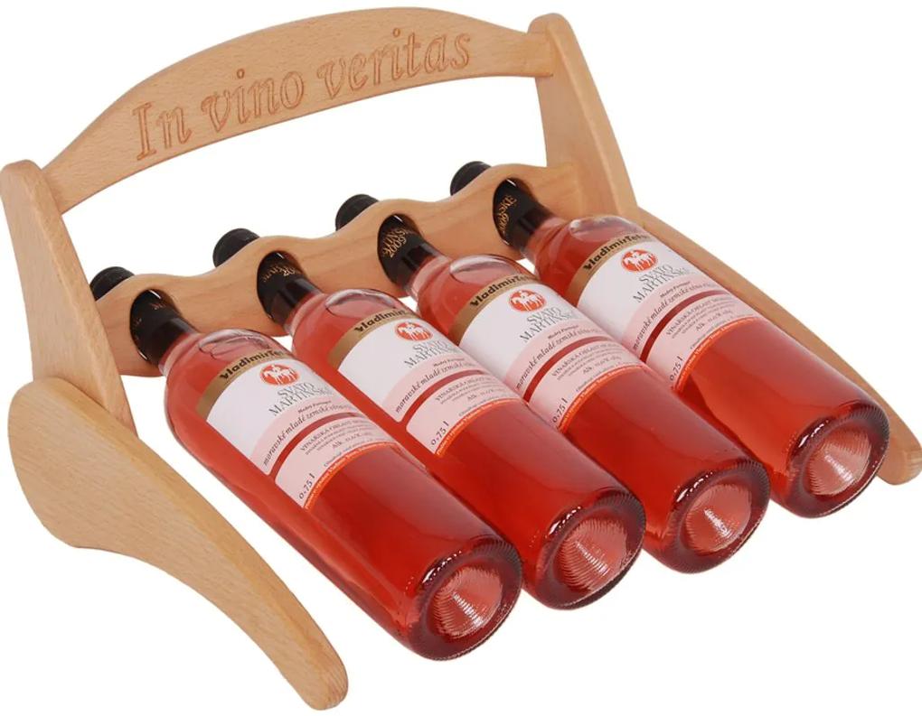 Stojan na víno 632 - Dřevěný stojan na 4 lahve vína