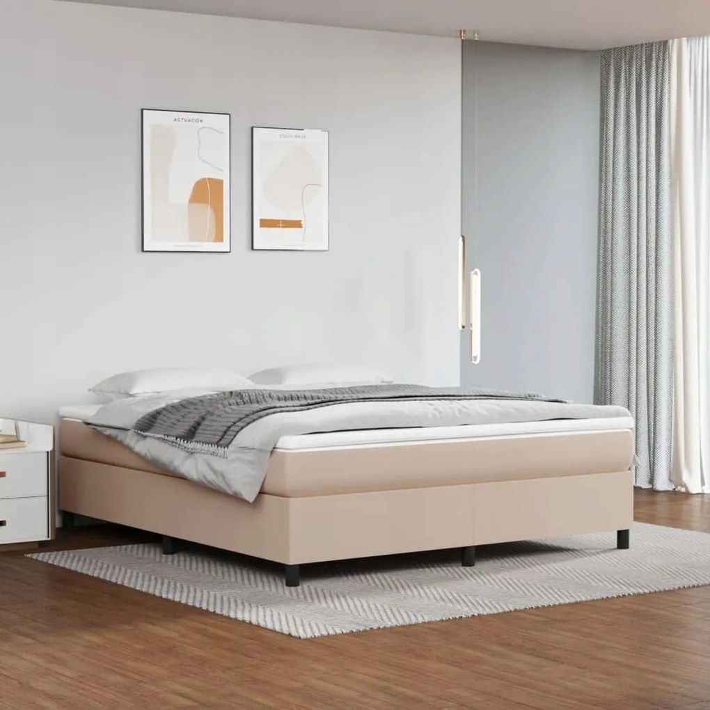 Box Spring Postel S Matrací Umělá Kůže Cappuccino 180 x 200 cm 35 cm