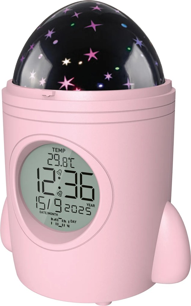 Tronic® Projekční budík s hvězdnou oblohou (světle růžová)