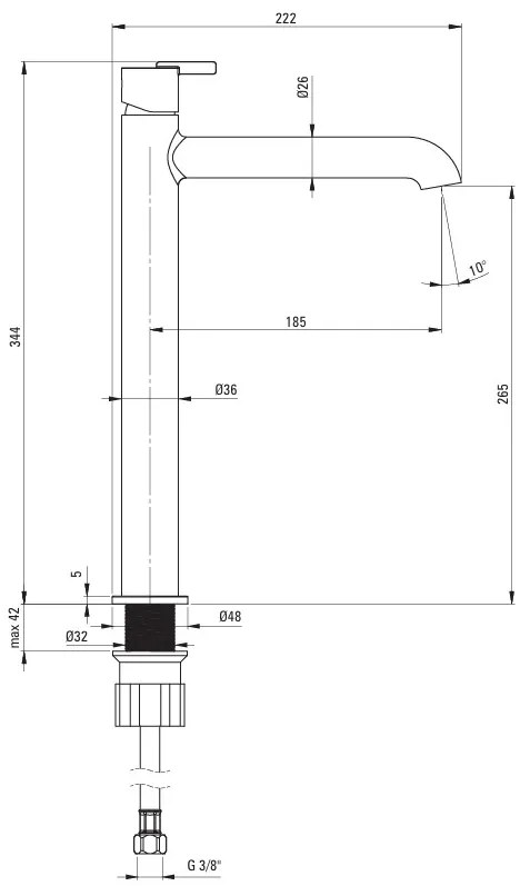 Deante Washbasin tap, tall