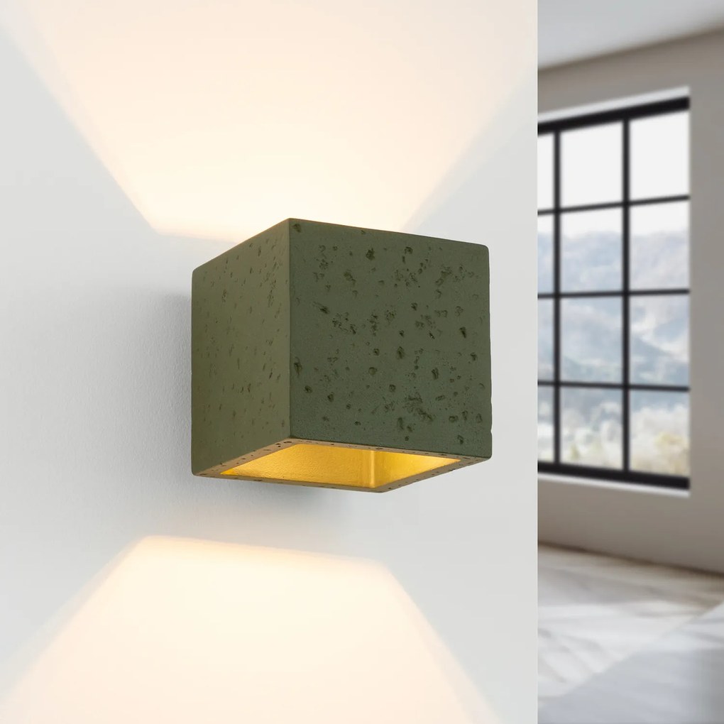 Sollux Lighting Nástěnná lampa QUAD betonová olivově zelená