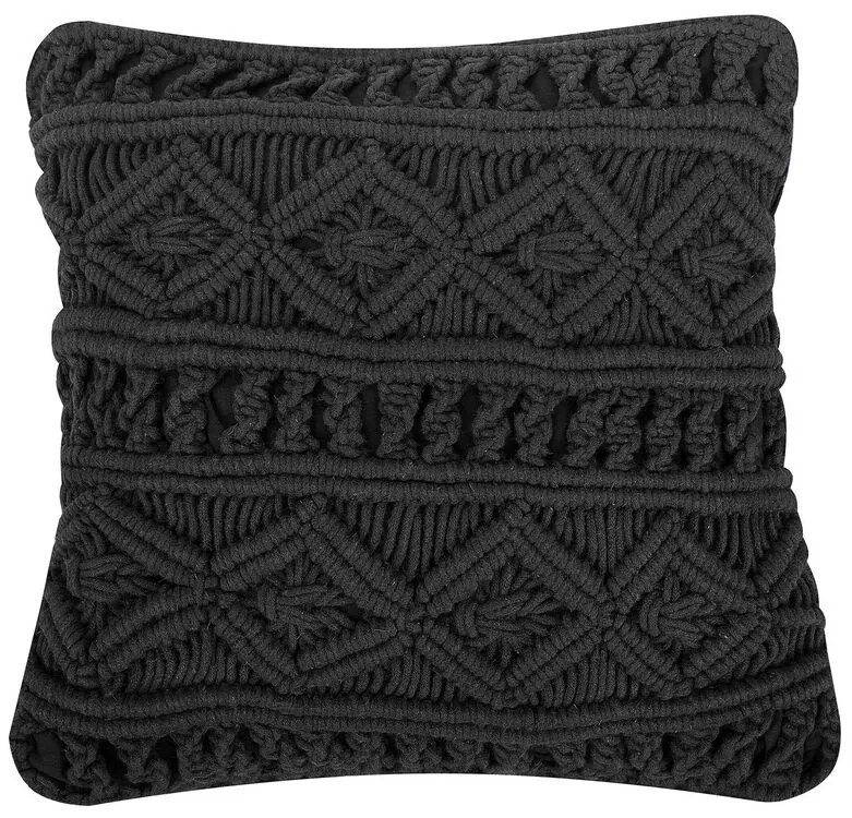 Dekorativní makramé polštář 45 x 45 cm černý MUDANYA Beliani
