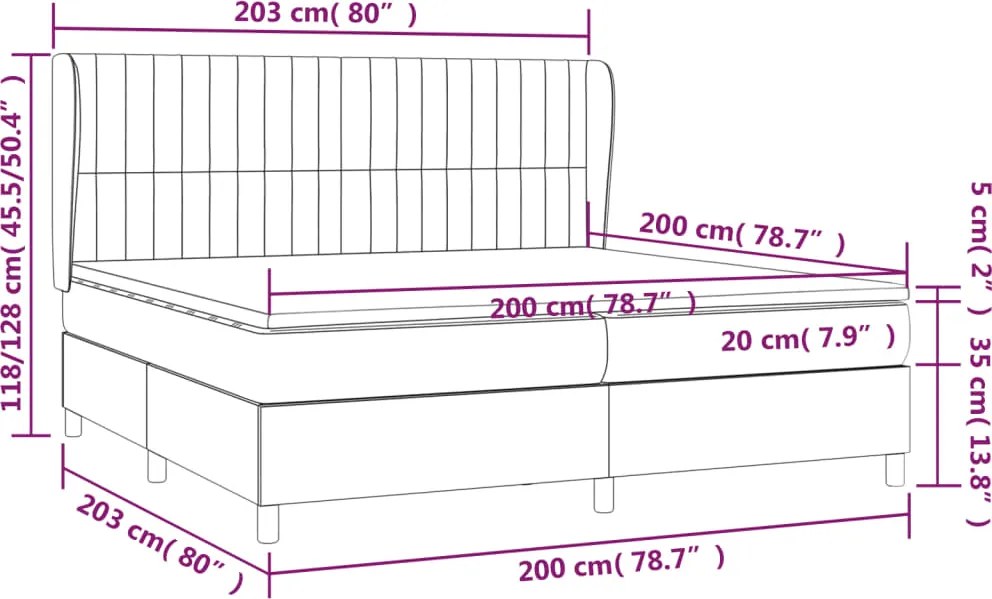 Box spring postel s matrací černá 200x200 cm textil 3128711