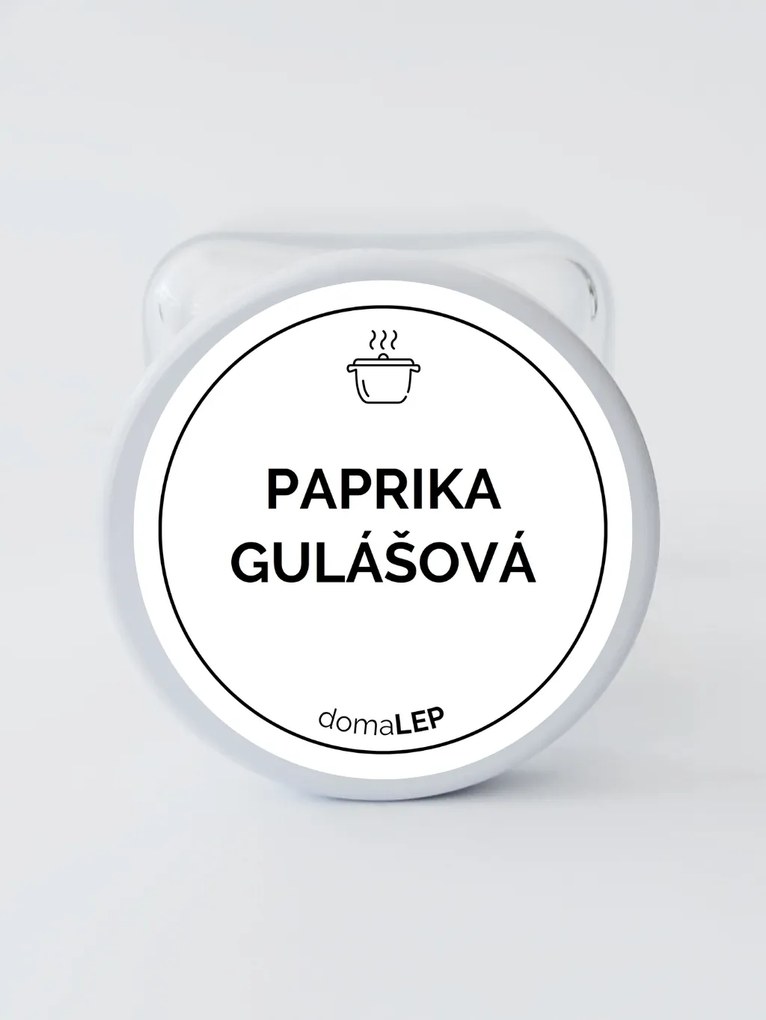 Samolepka na kořenky PAPRIKA GULÁŠOVÁ bílá 5 cm tučné písmo