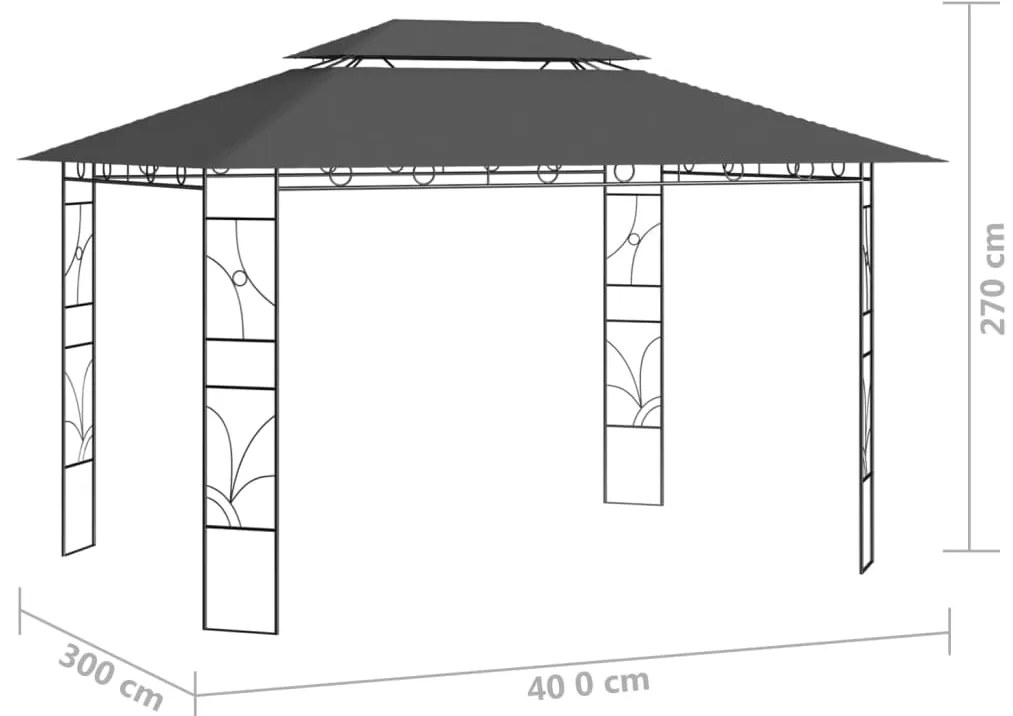 vidaXL Marketos Altán 4 x 3 x 2,7 m antracitový 160 g/m²