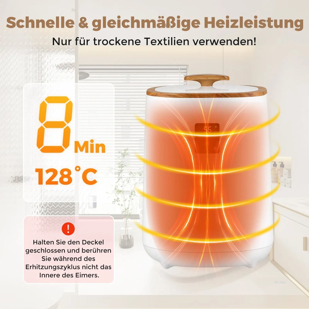 Costway Kbelíkový ohřívač ručníků do koupelny 18 L velký stropní ohřívač s LED