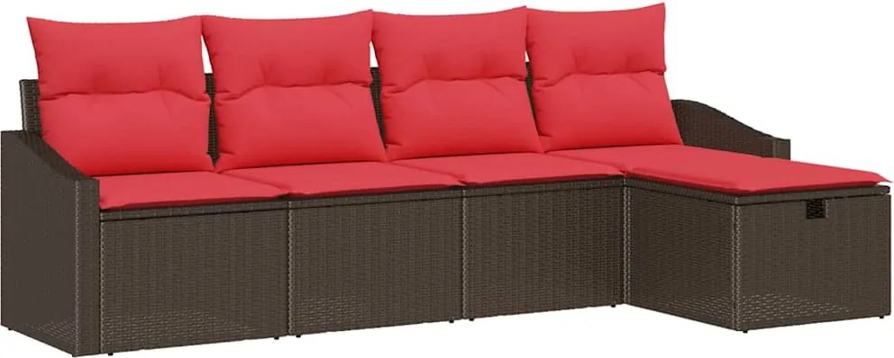 Set pohovek s polštářem s úložištěm Hnědá polyratan 3359263