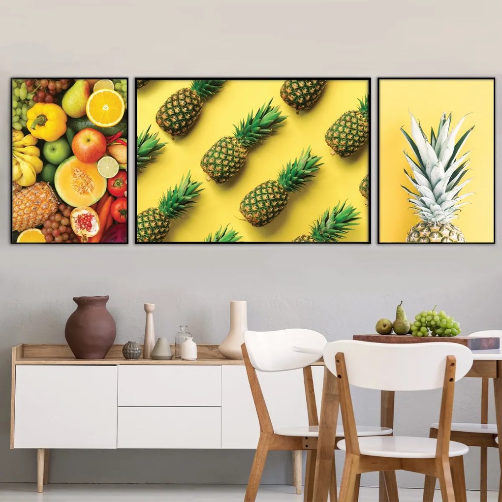 DecoKing - Sada nástěnných plakátů - Fruits - Yellow