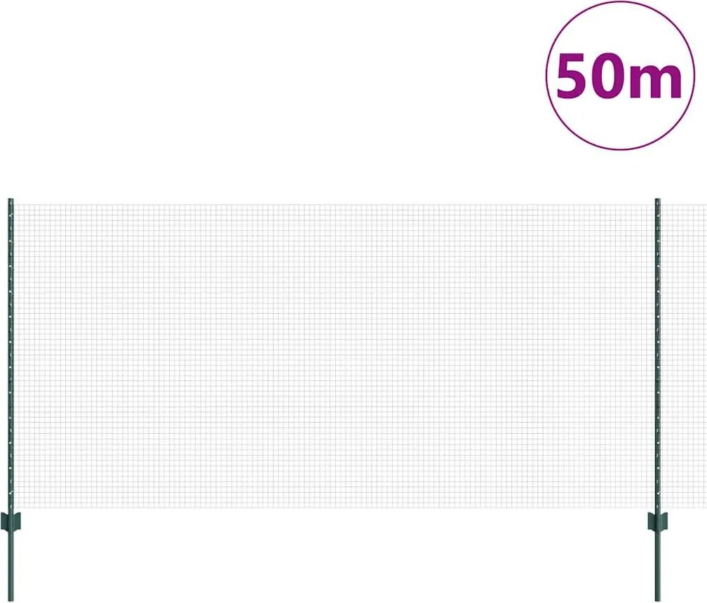 Svařovaná drátěná plotovina s tyčkami 50 x 1,2 m Zelená 3336520