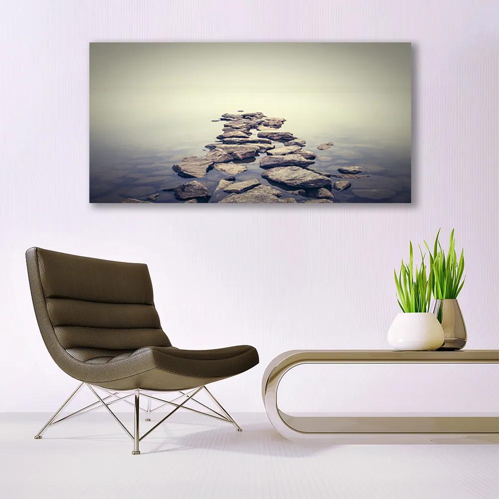 akrylový obraz Kameny Voda Krajina 120x60 cm