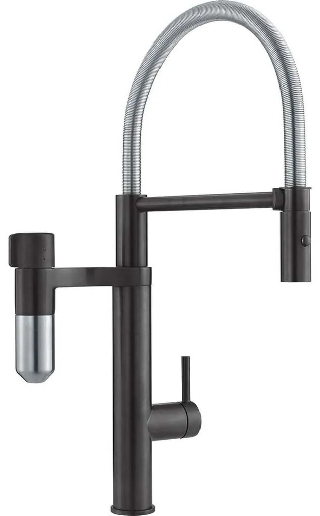 Franke - Vital Tap dřezová baterie s filtračním zařízením, flexibilním ramenem a sprškou, matná černá/nerez 120.0621.313