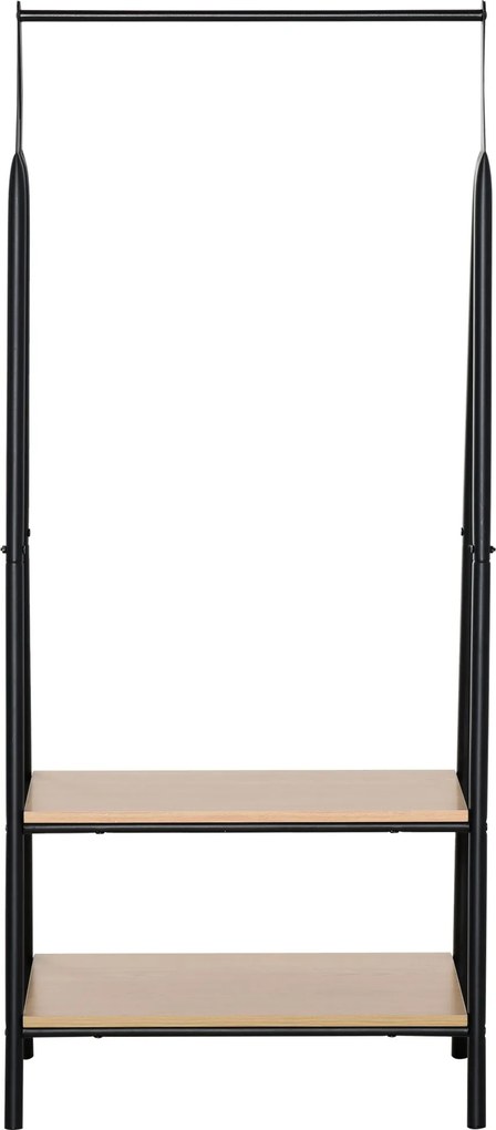 HOMCOM Stojan na oblečení s policí na boty, kovový + dřevěný, černý + přírodní, 64 x 42,5 x 149 cm | Aosom