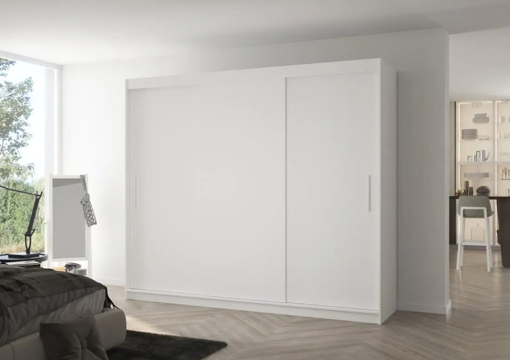 Šatní skříň s posuvnými dveřmi Antos - 250 cm Barva: dub Sonoma/Bílá