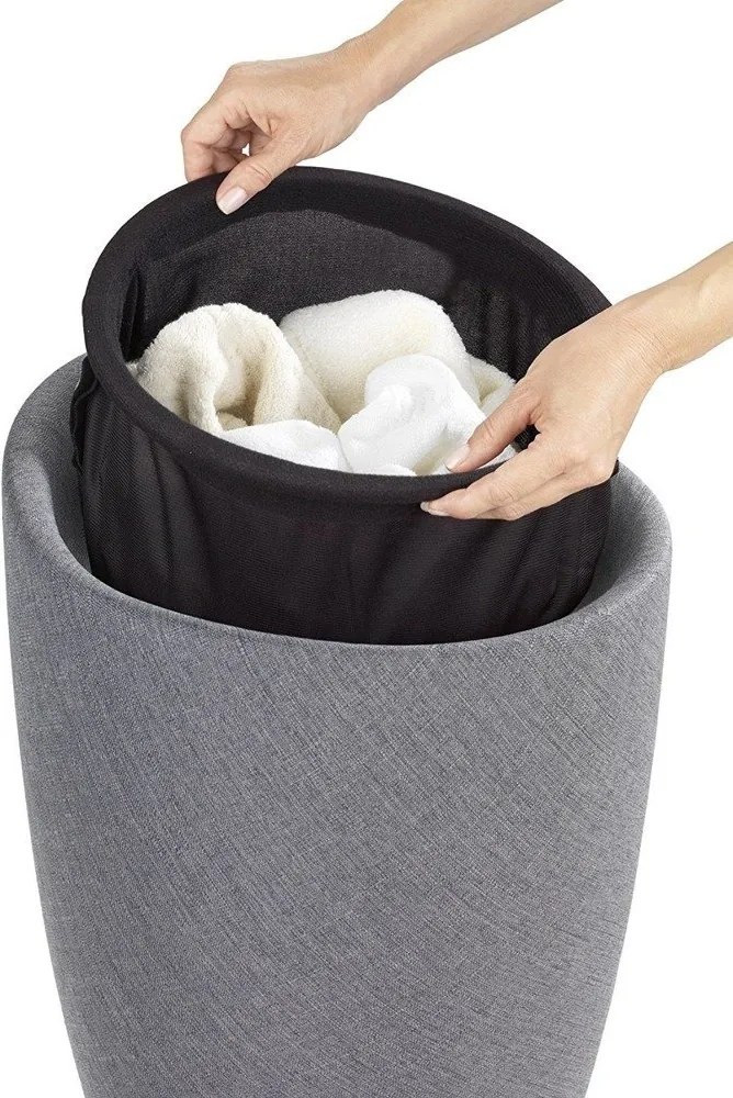 Taburet CANDY GREY - koš na prádlo, 2 v 1 , WENKO