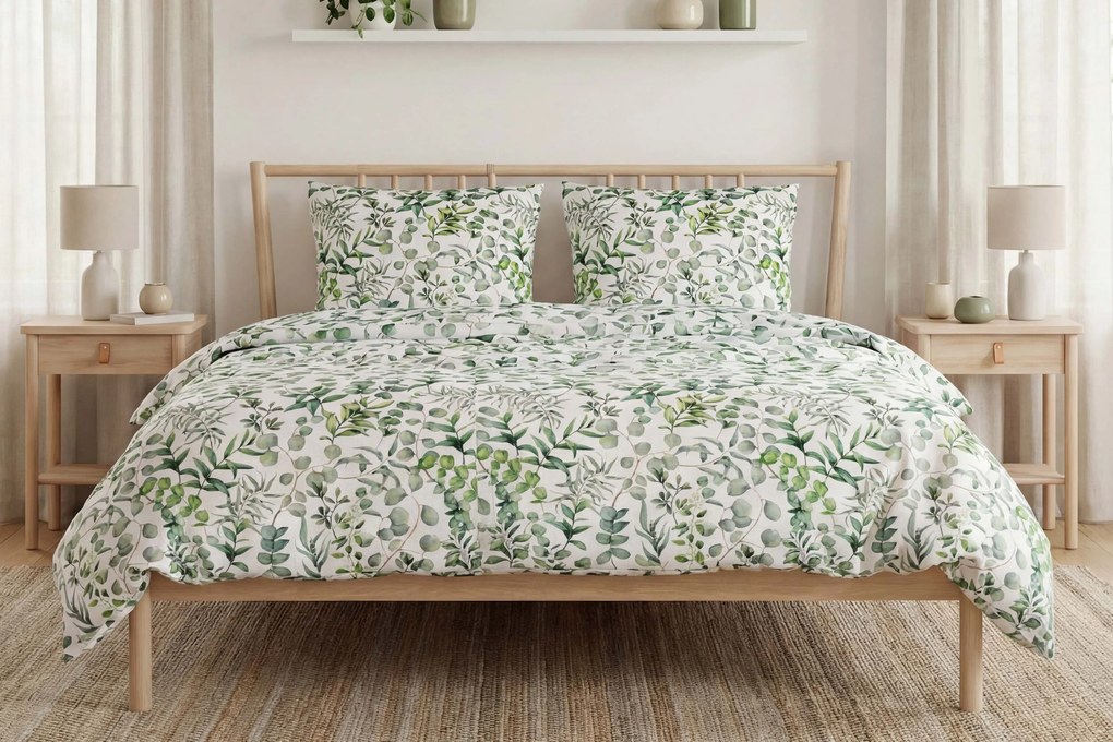 Bavlněné povlečení Listy eukalyptu Velikost: 140 x 220 + 70 x 90