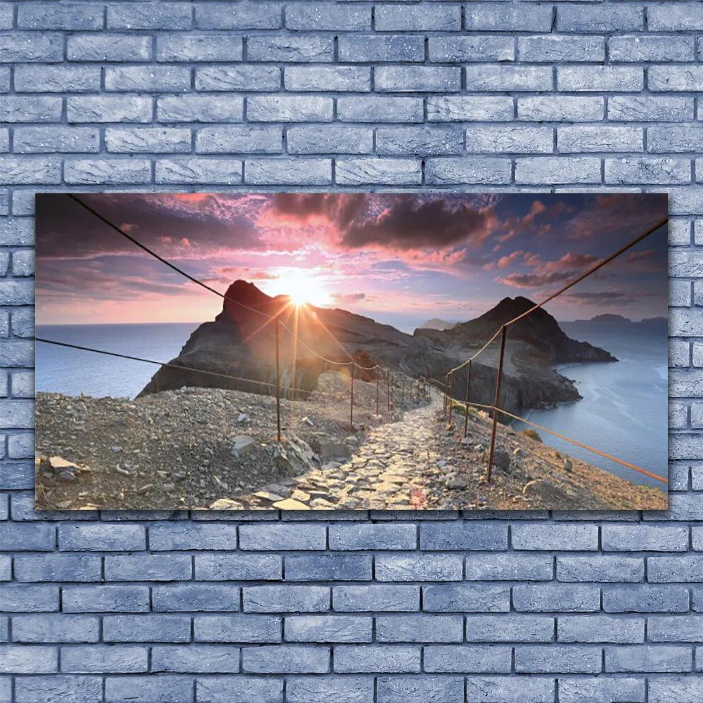 Plexisklo-obraz Hory Stezka Útes Západ 120x60 cm