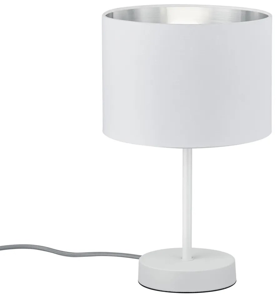 Trio Leuchten 508200189 HOSTEL - Textilní stolní lampička s bílo stříbným stínidlem Ø 20cm, 1 x E27