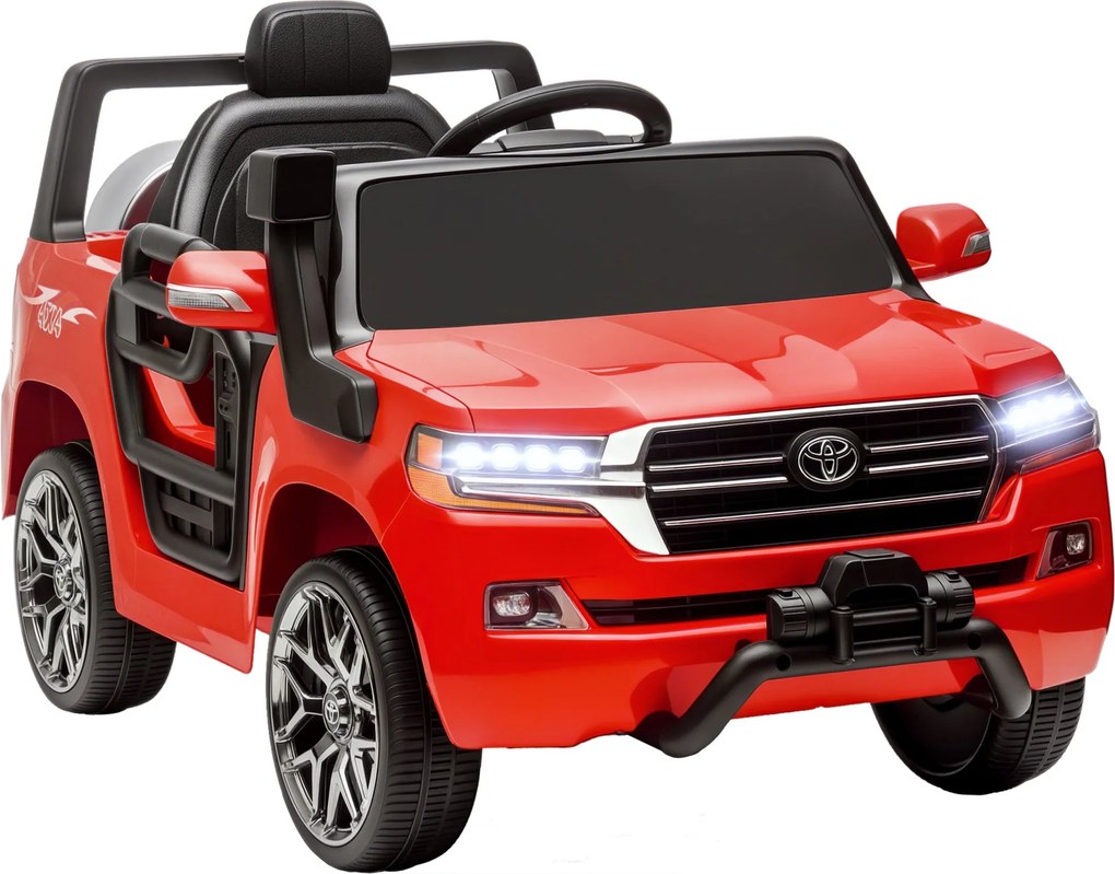 AIYAPLAY Elektrické Auto pro Děti +3 roky Toyota LAND CRUISER s 12V Baterií, Dálkovým Ovládáním, Světly, Klaksonem, Měkkým Startem a MP3 Hudbou Červen