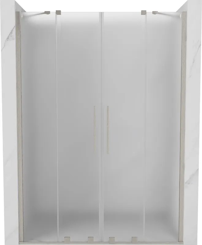 Mexen Velar Duo, posuvné sprchové dveře do otvoru 140 cm, 8mm sklo námraza, broušená ocel, 871-140-000-32-97