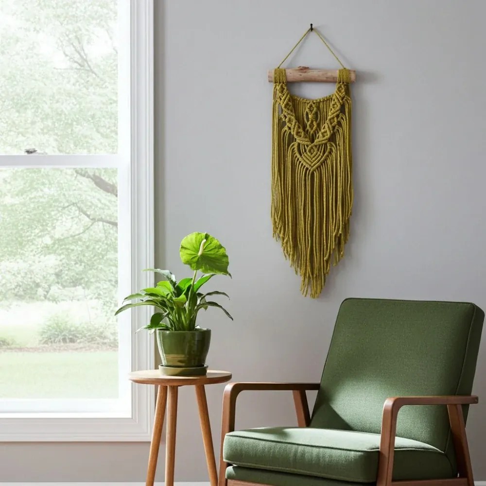 Macramé dekorace - zlaté kiwi