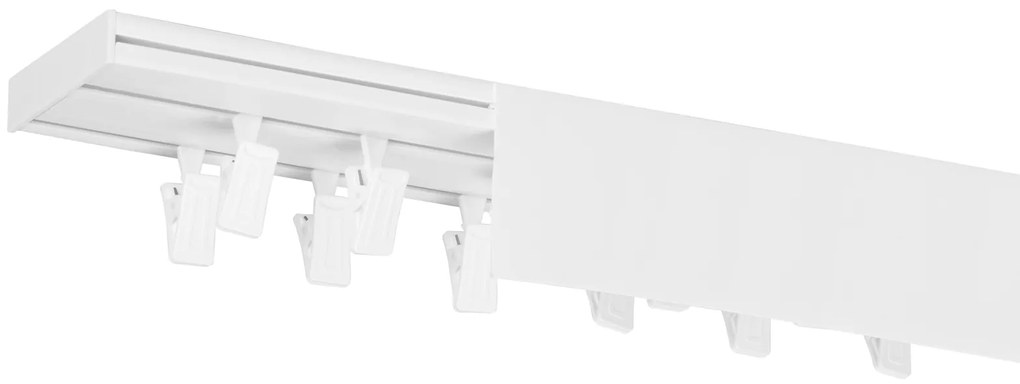 Dekodum Stropní kolejnice z PVC dvouřadá bílá s krytem Délka: 180 cm, Typ přichycení: žabky