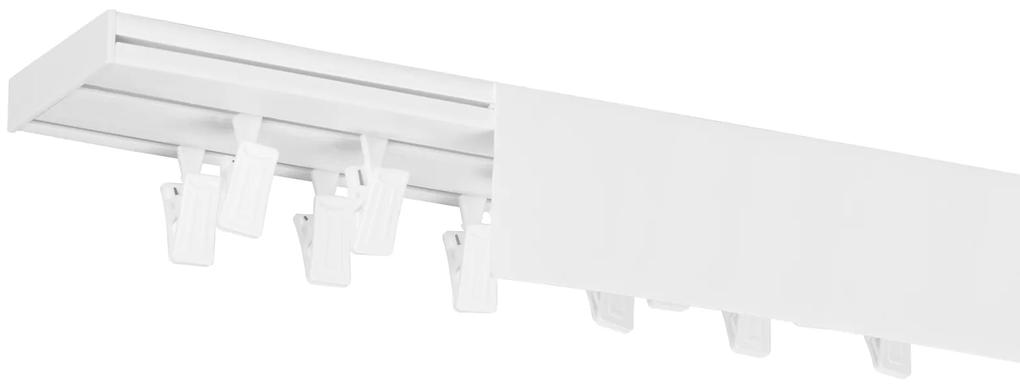Dekodum Stropní kolejnice z PVC dvouřadá bílá s krytem Délka: 290 cm, Typ přichycení: žabky