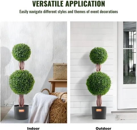 2 Kusů 0,9 m Umělý buxus Topiary Strom Umělá rostlina UV – PE Two-Tone Milan Grass