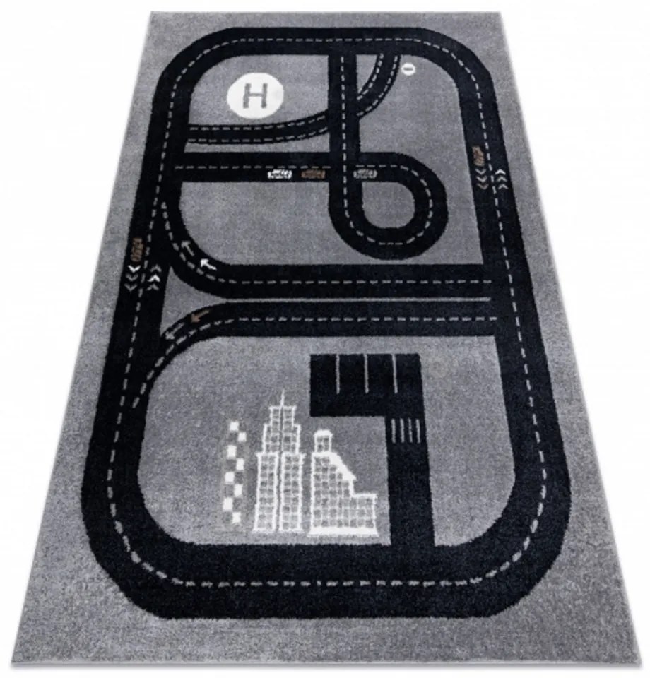 Dětský kusový koberec Závodní dráha šedý, Velikosti 120x170cm