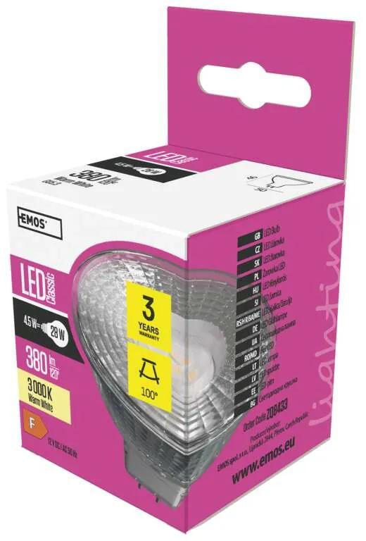 Emos lighting LED žárovka Classic MR16 4,5W GU5,3 teplá bílá