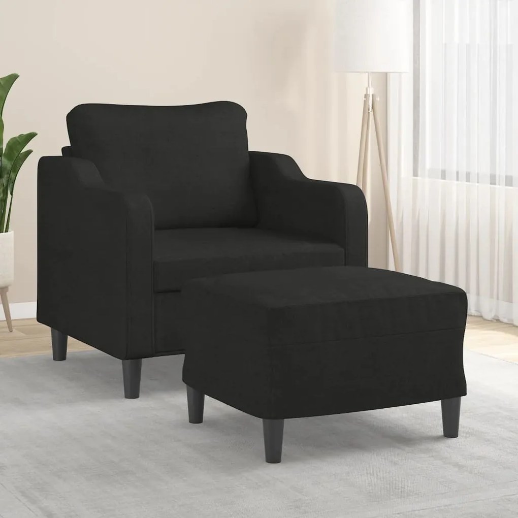 Křeslo s podnožkou černé 60 cm textil 3201131