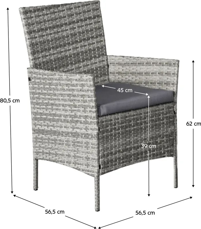 Zahradní 4-dílný ratanový set, šedá, RATANA