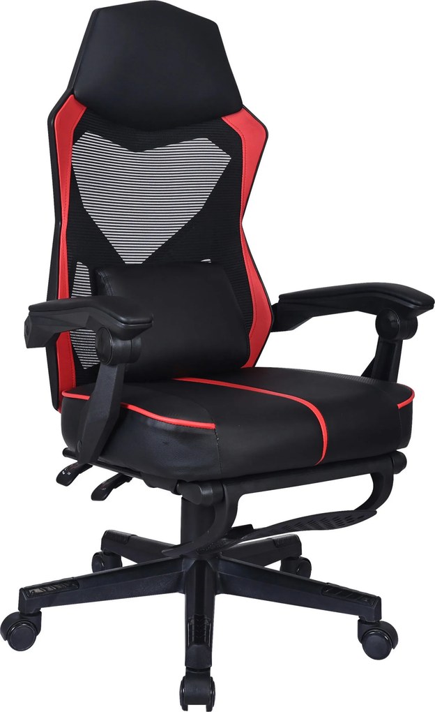 XXXLutz HERNÍ ŽIDLE, vzhled kůže, síťovina, červená, černá Carryhome - Herní židle - 000788008702