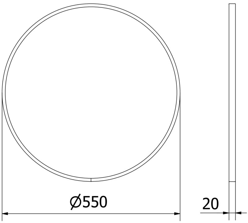 Mexen Loft, kulaté koupelnové zrcadlo 55 cm, barva rámu černá matná, 9850-055-055-000-70
