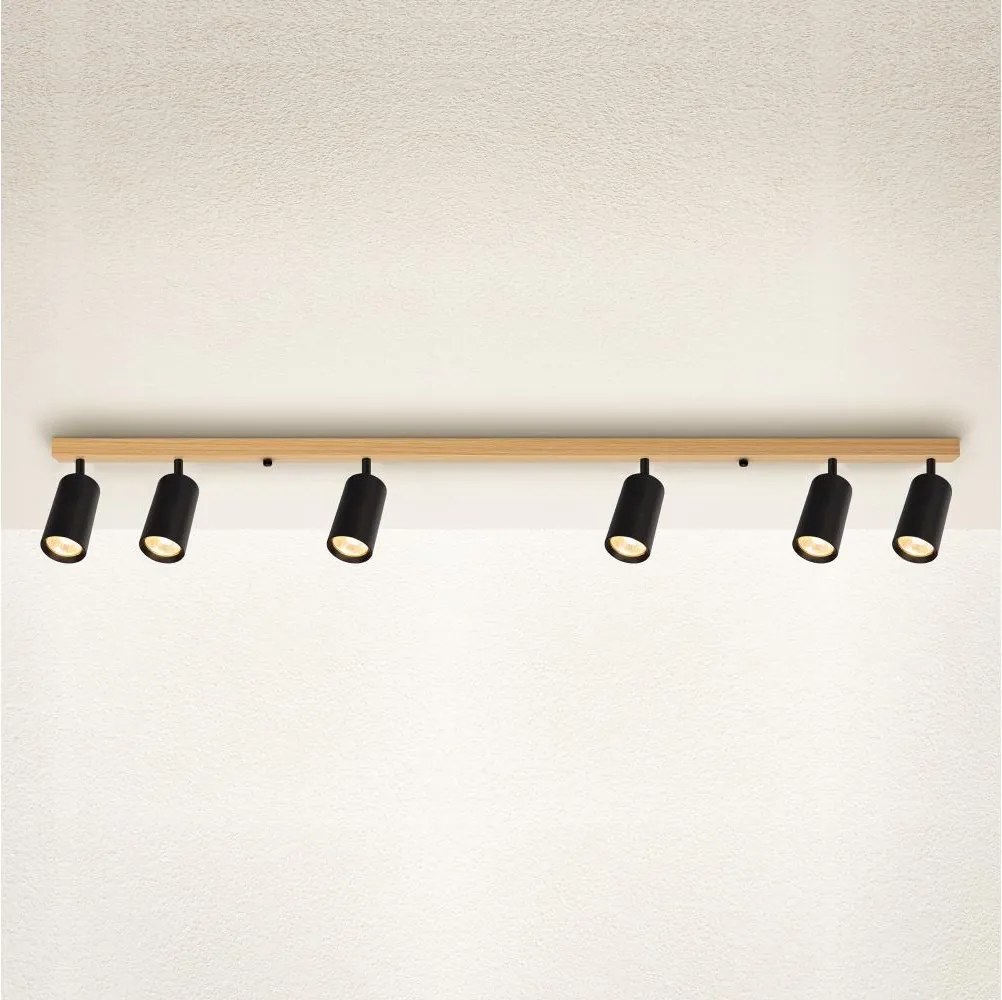 Brilagi - Bodové svítidlo SELE 6xGU10/30W/230V černá/dekor dubu