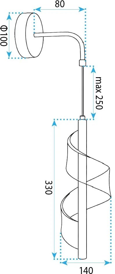 Toolight Toolight, LED nástěnné svítidlo, 10W, 1000lm, 4000K, G177-W, zlatá lesklá, OSW-07821