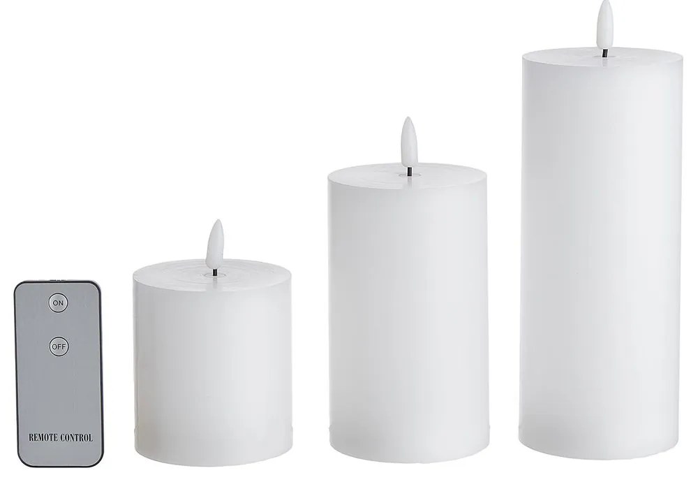 NORDIC LIGHT LED Svíčky 3 ks - bílá