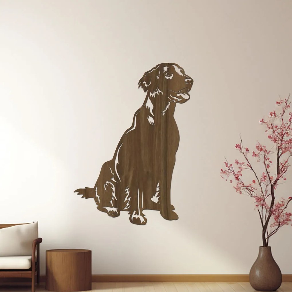 dřevo života Dřevěný obraz psa Flat coated retriever Rozměry (cm): 30x40, Zvolte barvu dekoru: Ořech
