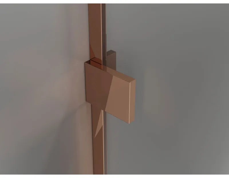 Mexen Lunar, L půlkruhový výklopný sprchový kout 90 x 90 cm, 8mm čiré sklo, profil růžové zlato, 833L-090L-090P-60-00
