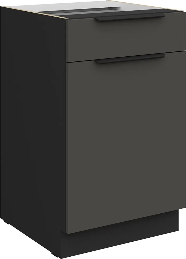 ARIA pe | dolní skříňka 50 D 1F 1S policová se zásuvkou | 50 cm | PREMIUM BOX | černá/šedá grafit