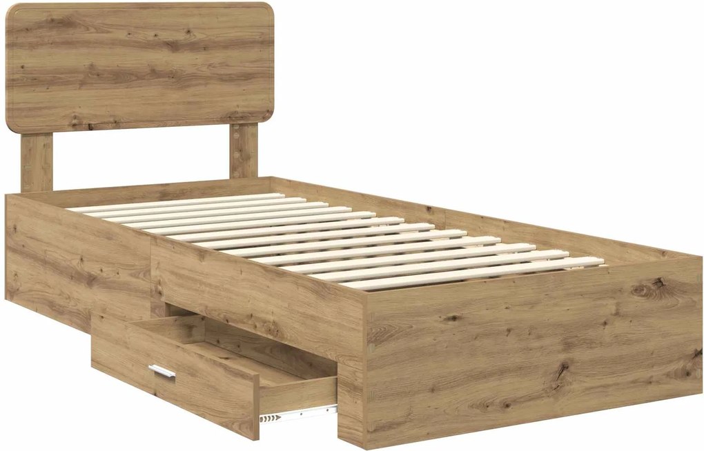 Rám postele s čelo Artisanový dub 90 x 190 cm Kompozitní dřevo 3412435