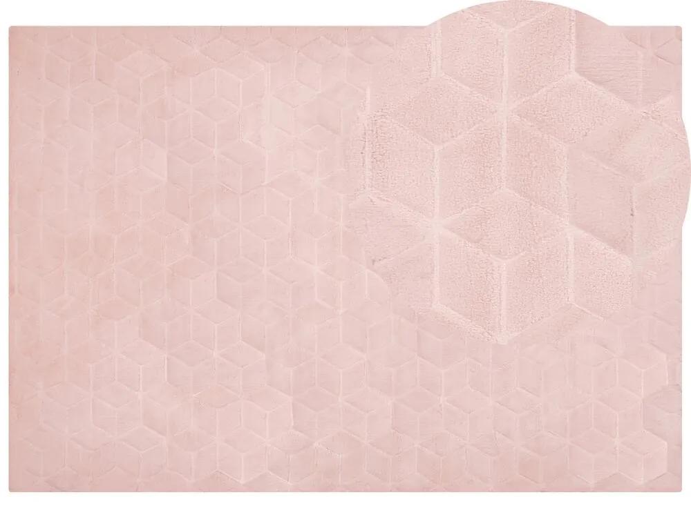 Koberec z umělé zaječí kožešiny 160 x 230 cm růžový THATTA Beliani