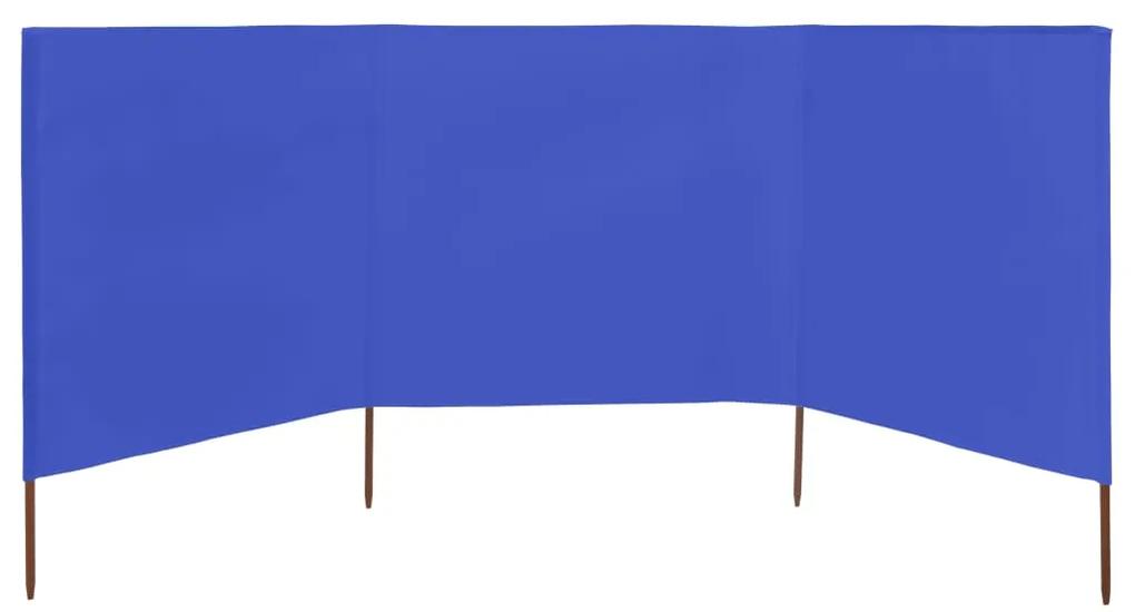 3dílná zástěna proti větru látková 400 x 120 cm azurově modrá