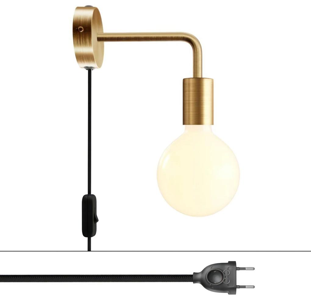 creative cables Spostaluce, nástěnná kovová lampa s prodloužením do tvaru l s vypínačem a zástrčkou Barva: Bílá