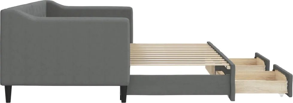 Válenda s přistýlkou a zásuvkami tmavě šedá 80 x 200 cm textil 3197458