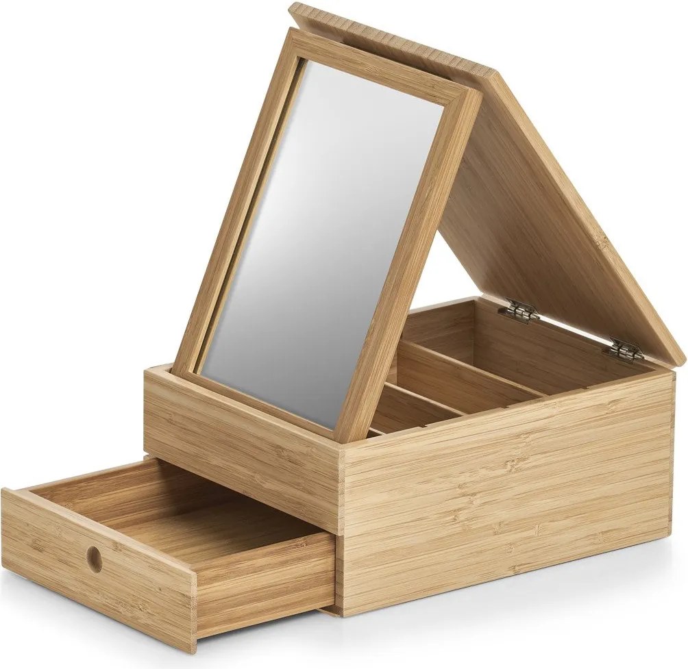 Bambusová skříňka na šperky se zrcátkem, 24,5 x 18,5 x 11,2 cm, ZELLER