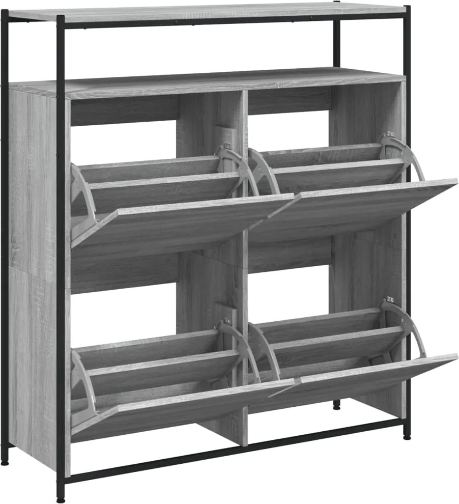 Botník se 4 výklopnými zásuvkami šedý sonoma 100 x 34 x 112 cm 3214416